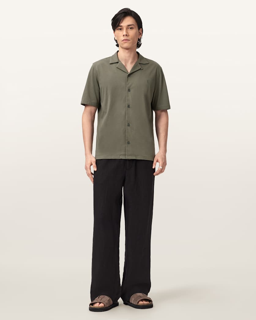 Hudson Relaxed Fit Ramskull Shirt DUSTY OLIVE GREEN | ALLSAINTS US